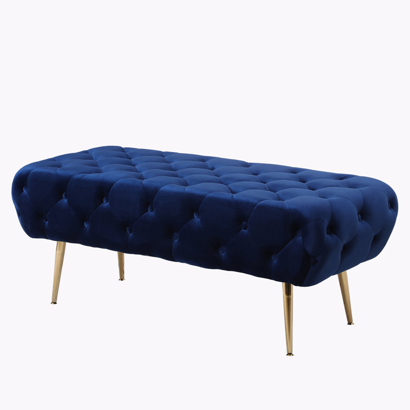 Mercer41 Button Tufted Bench with Gold Metal Legs Wayfair